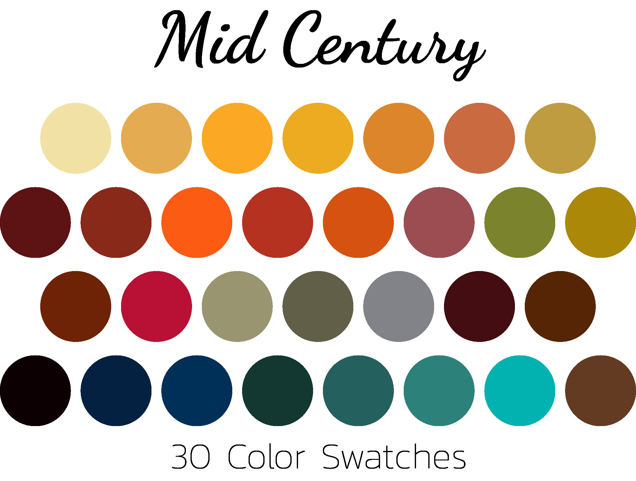 Mid Century, Color Swatches, Color Palette, iPad - Etsy
