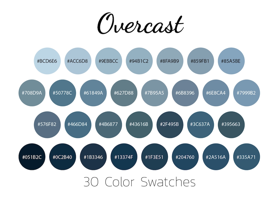 Overcast, Color Swatches, Color Palette, iPad - Etsy