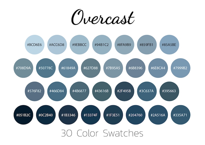Overcast, Color Swatches, Color Palette, iPad - Etsy