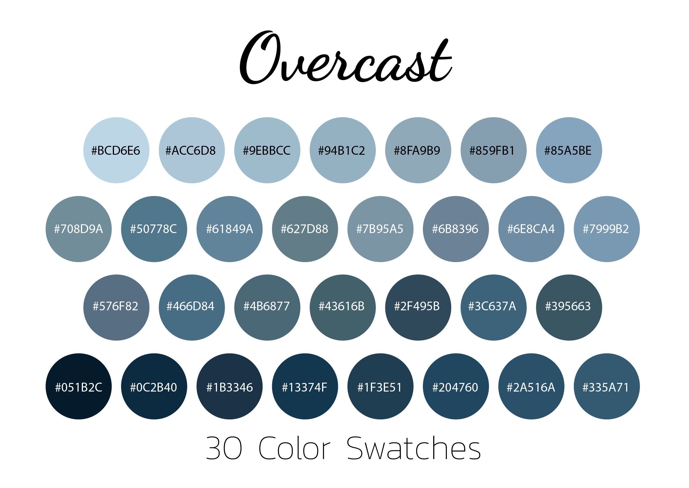Overcast, Color Swatches, Color Palette, iPad - Etsy