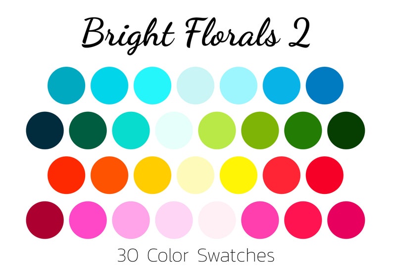 Bright Florals 2, Color Swatches, Color Palette, iPad - Etsy