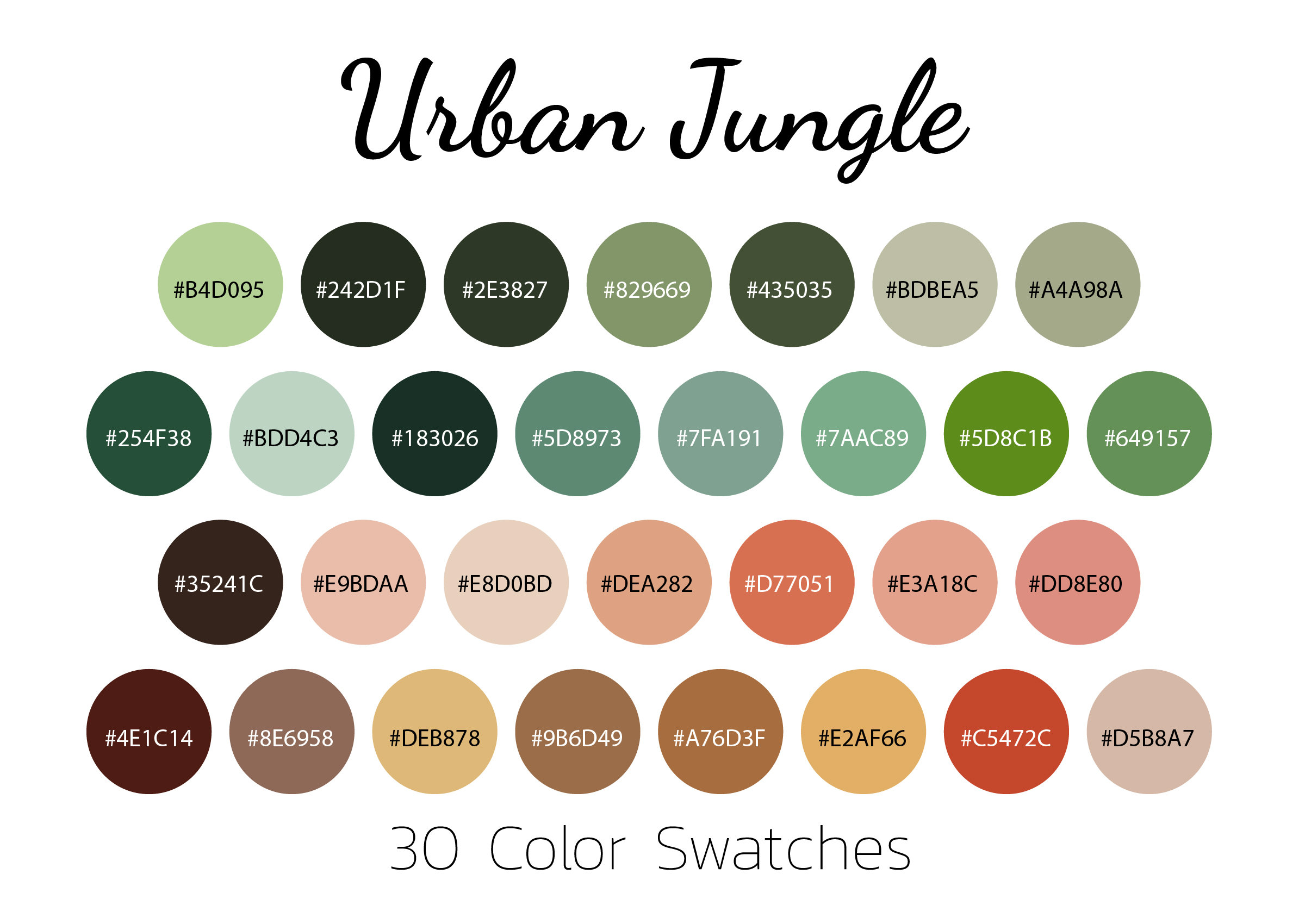 Urban Jungle, Color Swatches, Color Palette, iPad - Etsy