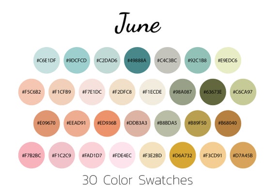 June Color Swatches Color Palette Ipad - Etsy UK