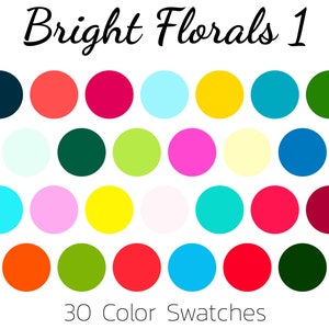 Bright Florals, Color Swatches, Color Palette, iPad Color Palette - Etsy