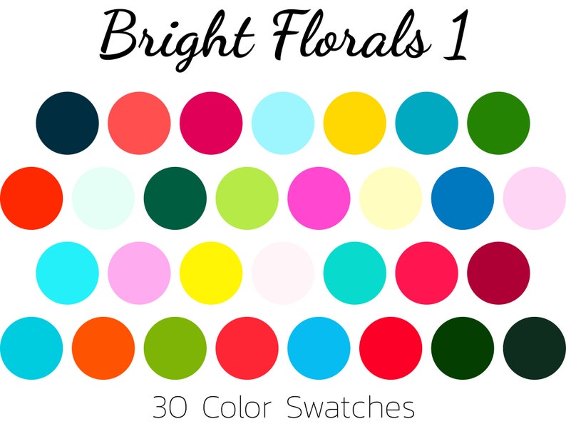 Bright Florals, Color Swatches, Color Palette, iPad Color Palette - Etsy