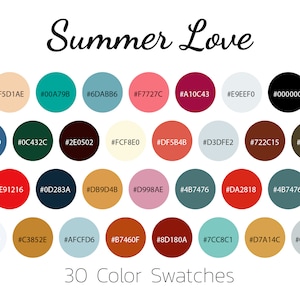 Summer Love, Color Swatches, Color Palette, iPad - Etsy