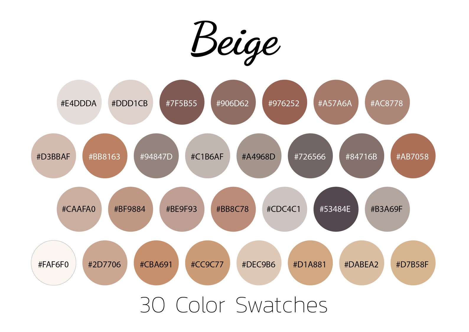 Beige, Color Swatches, Color Palette, iPad Color Palette - Etsy