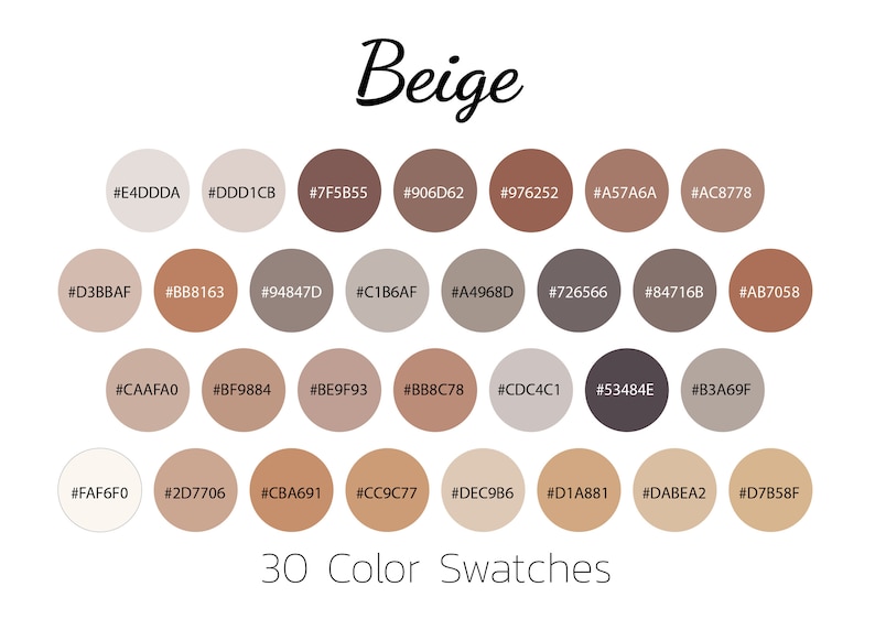 Beige, Color Swatches, Color Palette, iPad Color Palette - Etsy