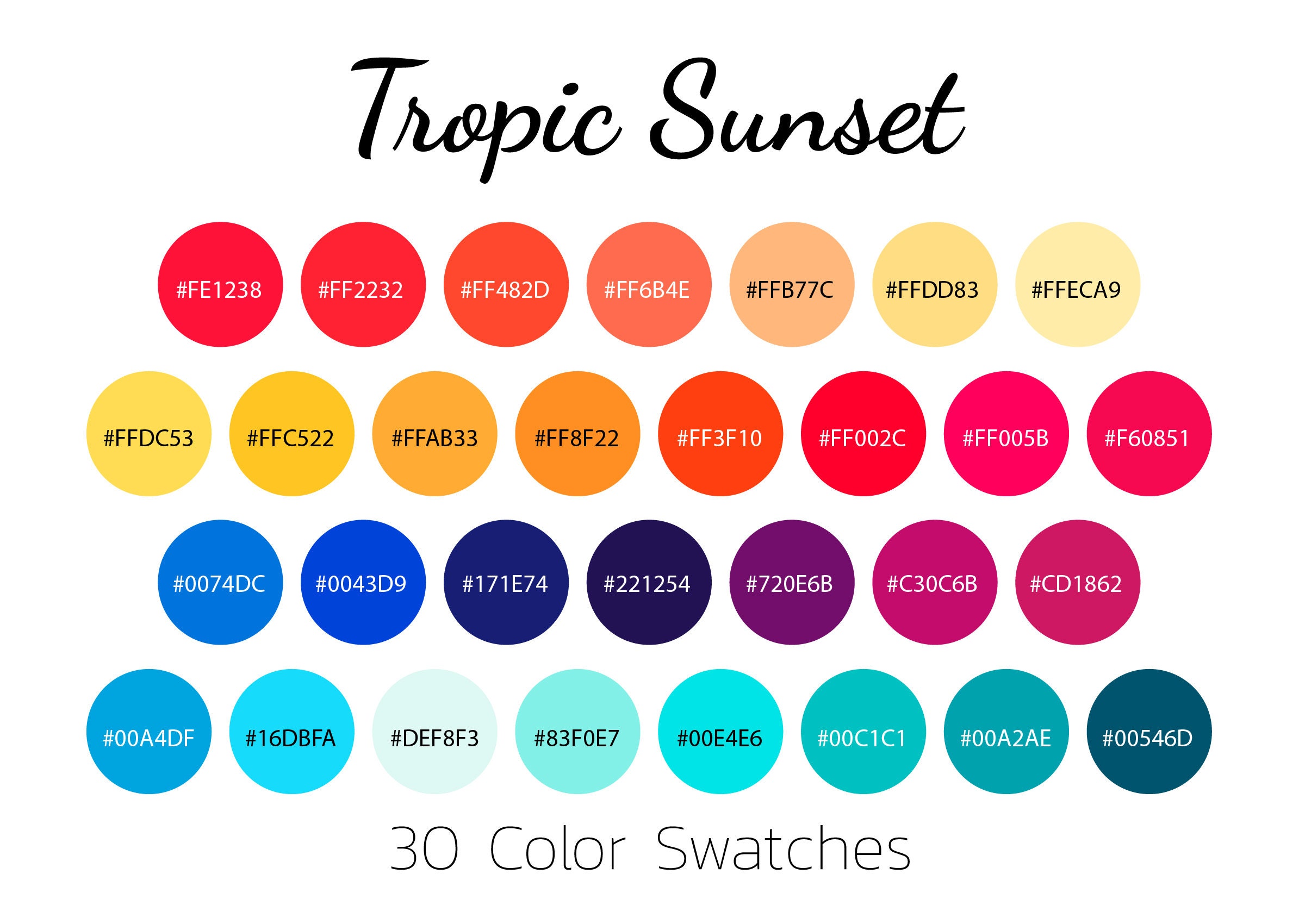 Tropic Sunset, Color Swatches, Color Palette, iPad - Etsy