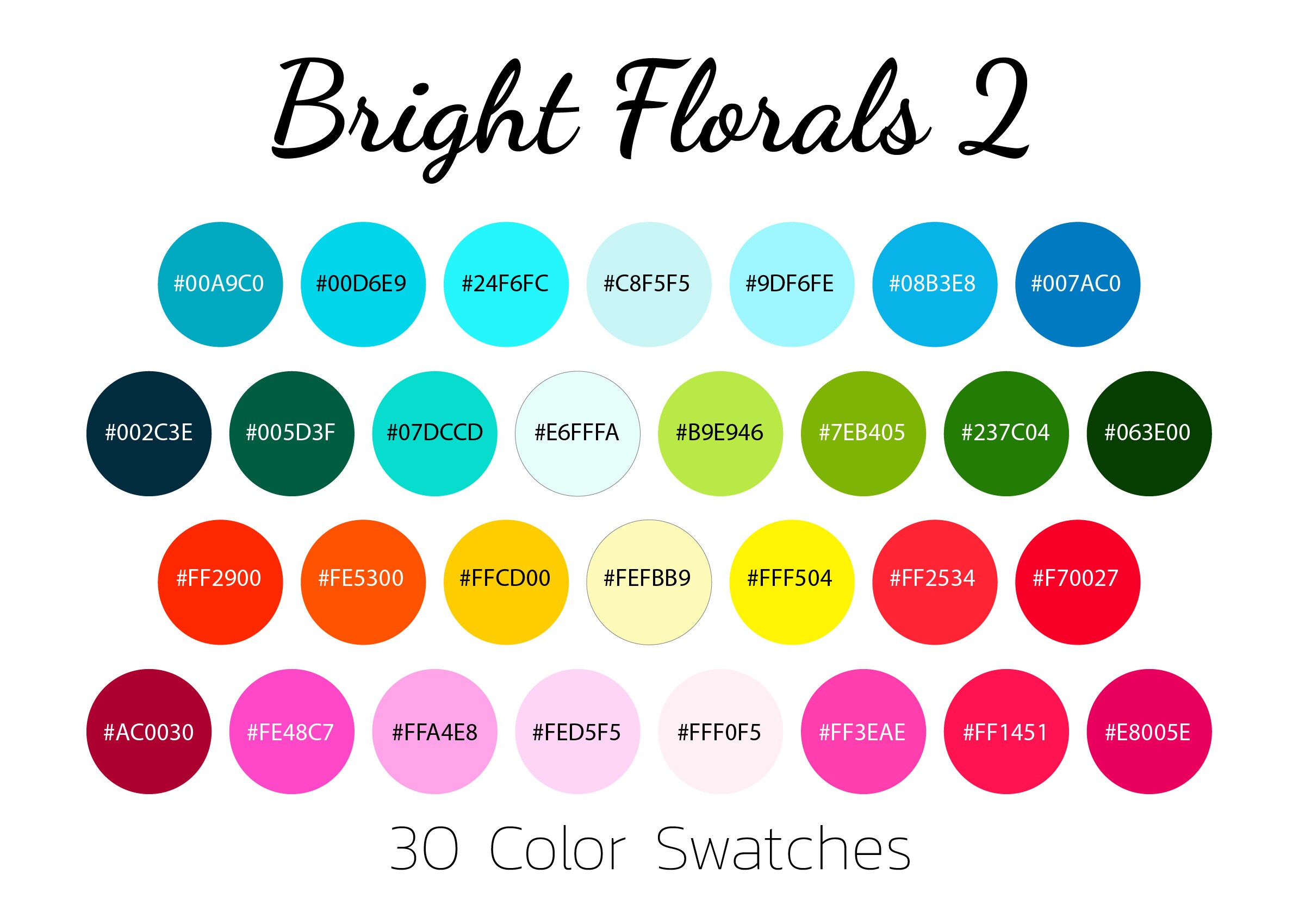 Bright Florals 2, Color Swatches, Color Palette, iPad - Etsy