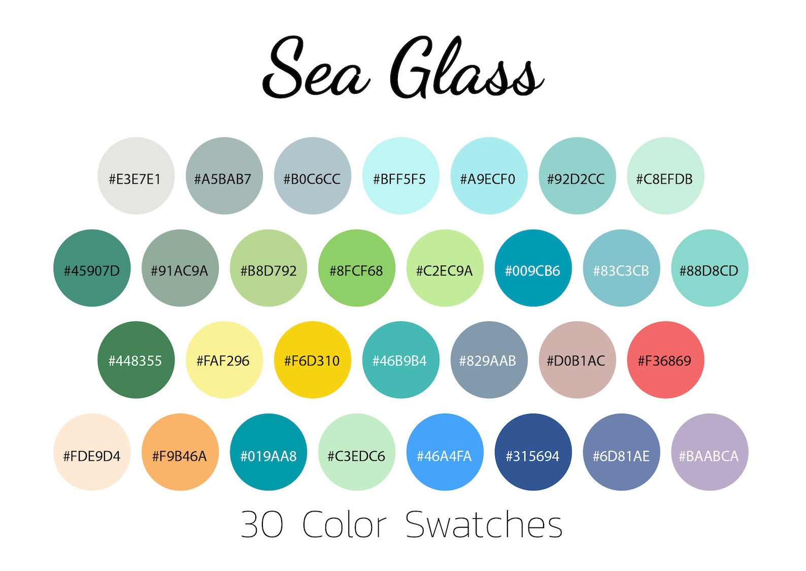 Sea Glass, Color Swatches, Color Palette, iPad - Etsy