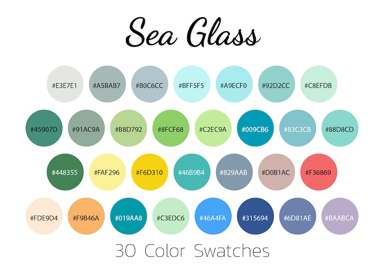 Sea Glass, Color Swatches, Color Palette, iPad - Etsy