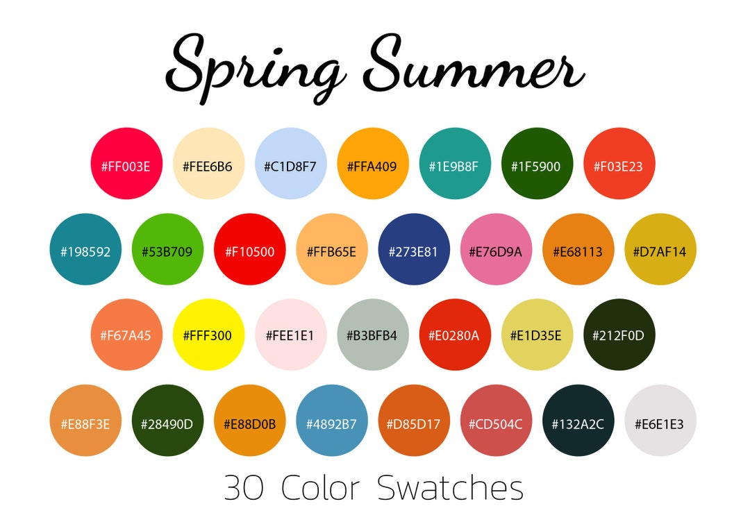 Spring Summer, Color Swatches, Color Palette, iPad - Etsy