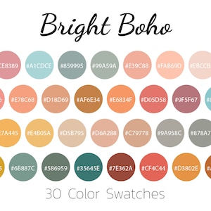 Bright-boho, Color Swatches, Color Palette, iPad Color Palette - Etsy