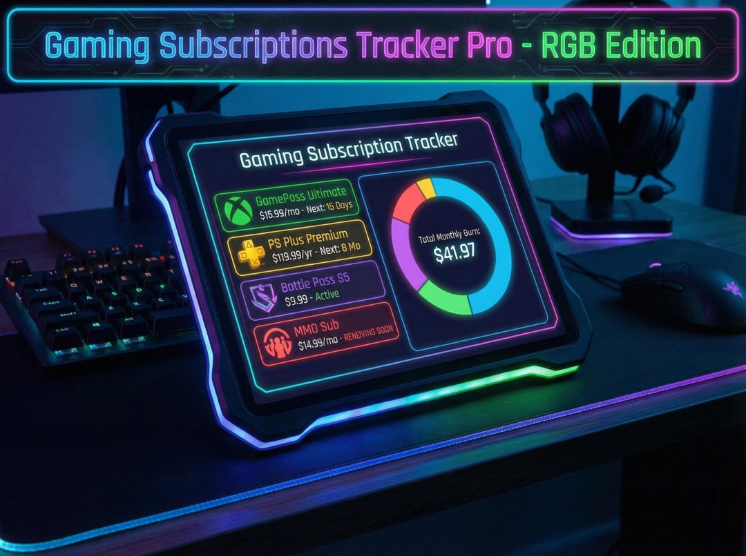 Gaming Subscription Tracker | Console Membership Organizer, RGB Budget ...