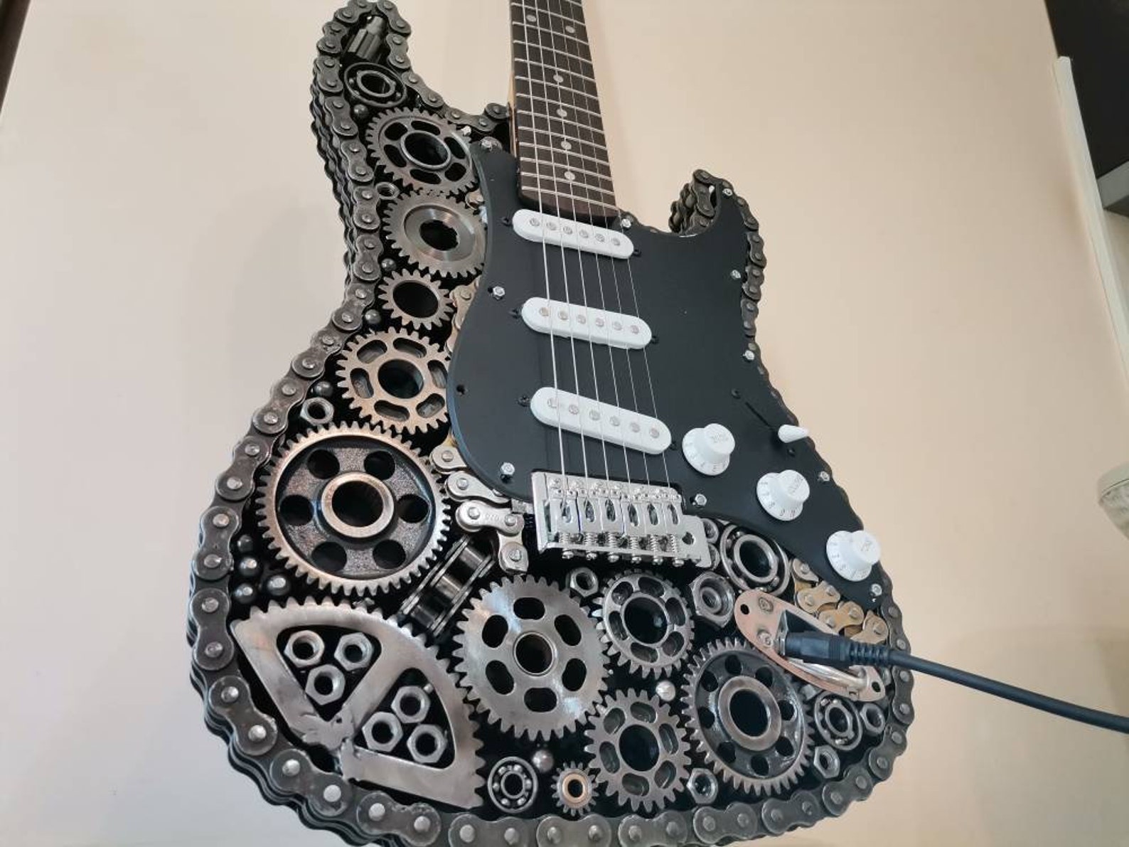 Fully Functional Electric Guitar Handmade of Scrap Metal Autoparts ...