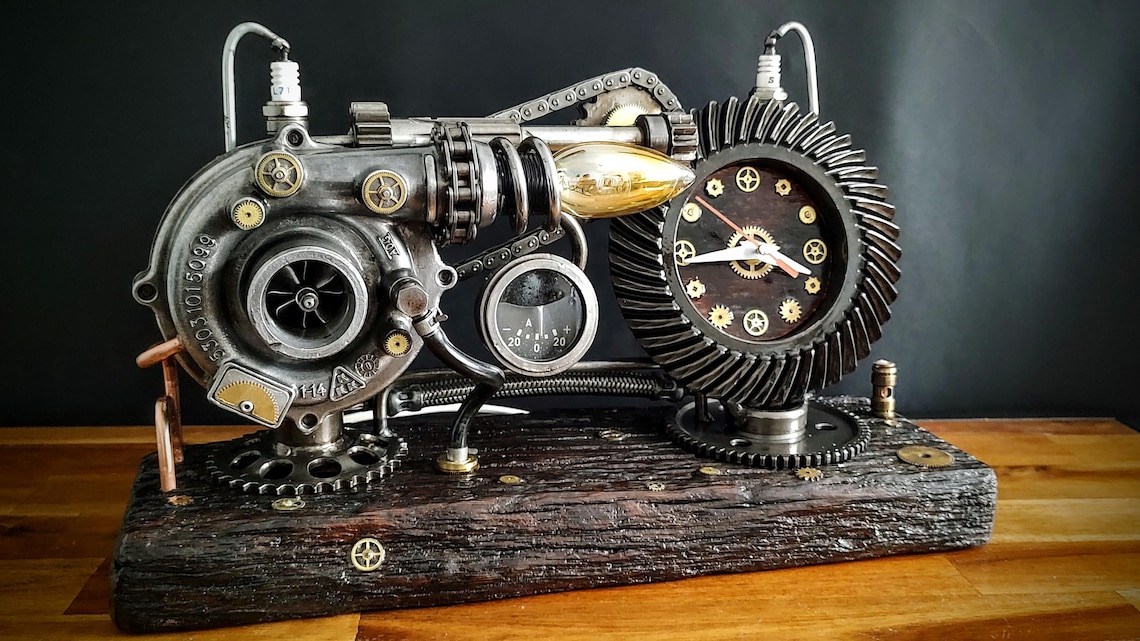 2 in 1 Fully Functional Steampunk Night Lamp and Clock Made of Scap ...