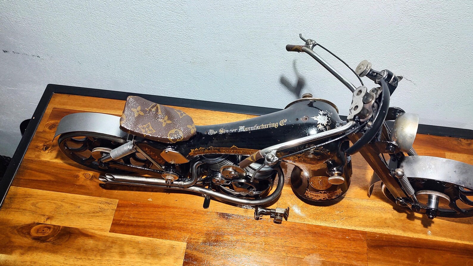 Vintage Motorcycle Made of Scrap Sewing Machine Singer Handmade Art ...