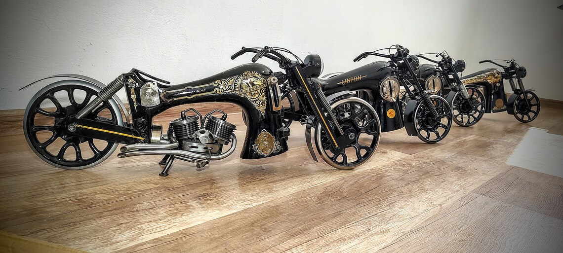 Vintage Motorcycle Made of Scrap Sewing Machine Parts Handmade - Etsy