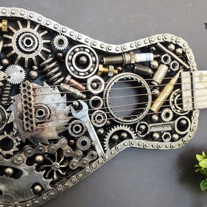 Decorative Guitar Handmade With Scrap Metal Car Parts, Nuts, Bolts ...