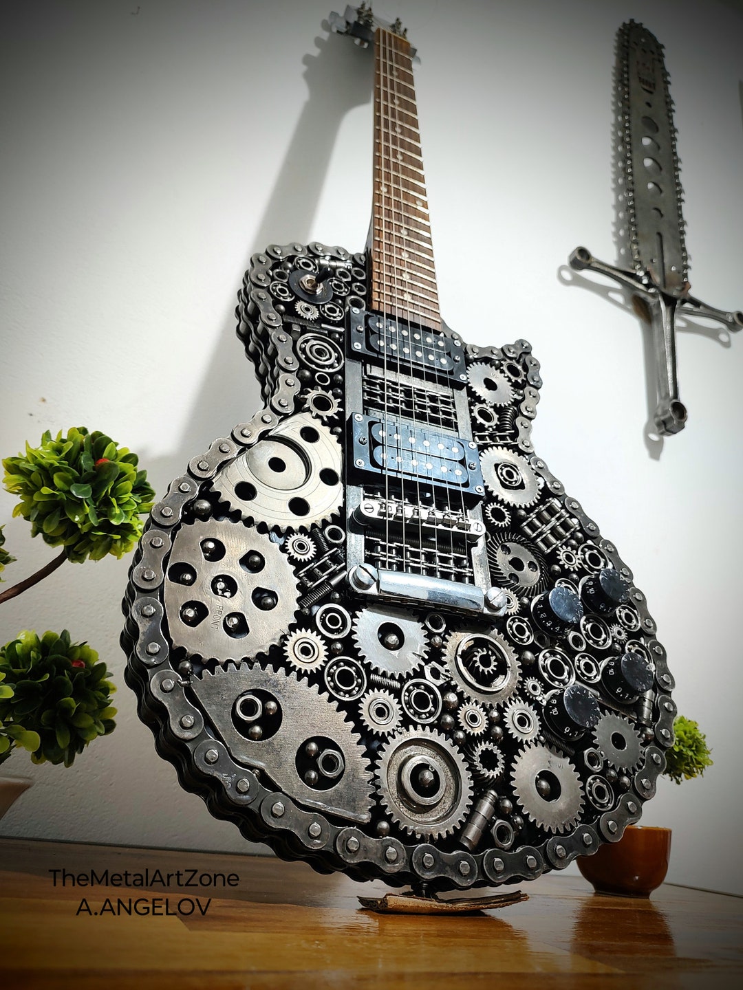 Fully Functional Electric Guitar Handmade of Scrap Metal Autoparts ...
