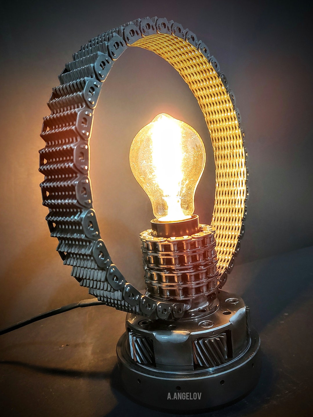 Night Lamp From Auto Parts, Chain, Gear Wheel, Scrap Art Metal - Etsy