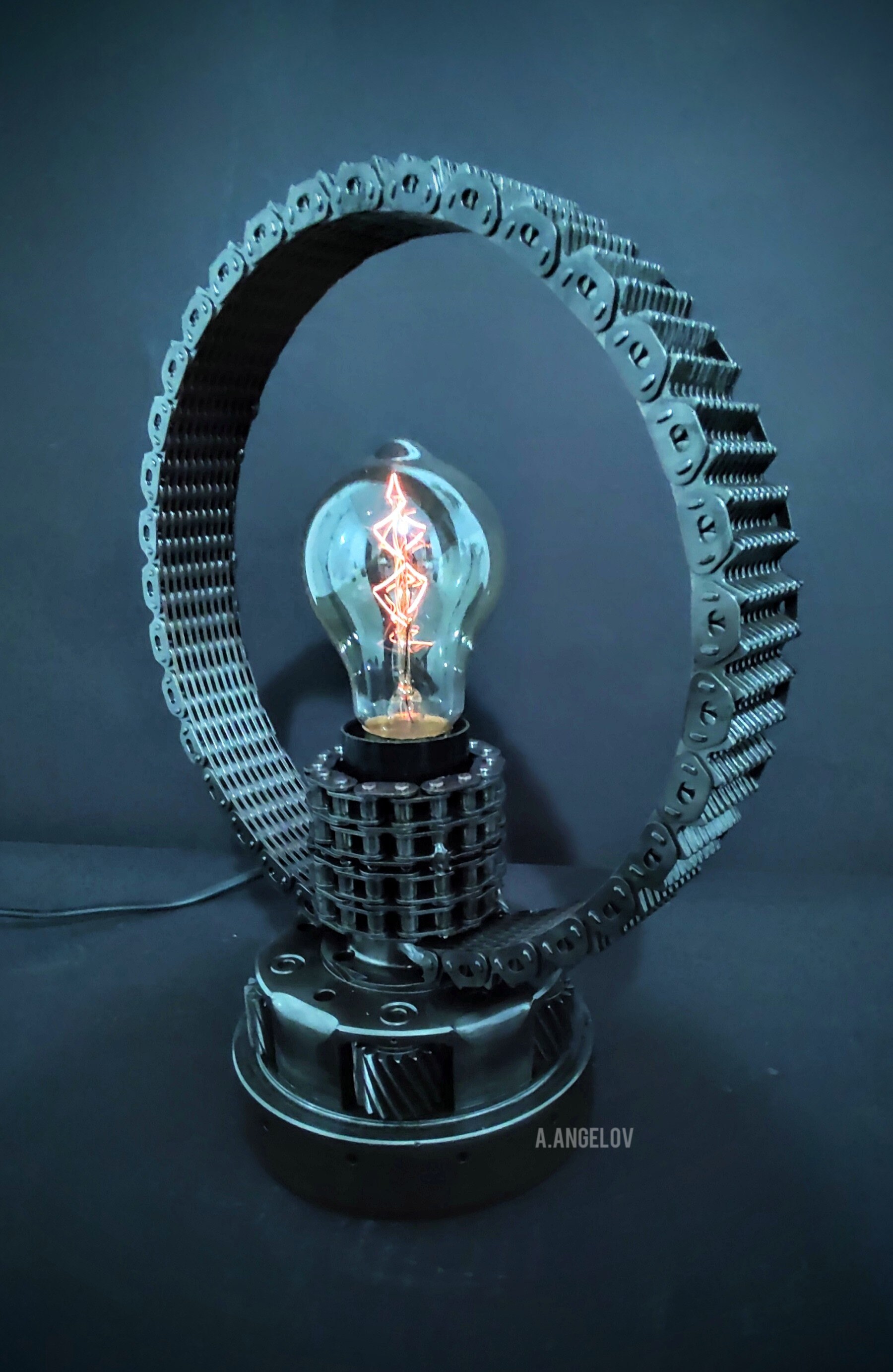 Night Lamp From Auto Parts, Chain, Gear Wheel, Scrap Art Metal - Etsy