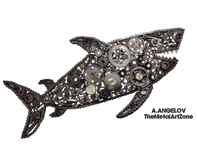 Shark Made of Auto, Moto Parts, Scrap Metal, Handmade,steampunk,art - Etsy