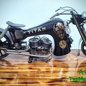 Vintage Motorcycle Made of Scrap Sewing Machine Singer Handmade Art ...