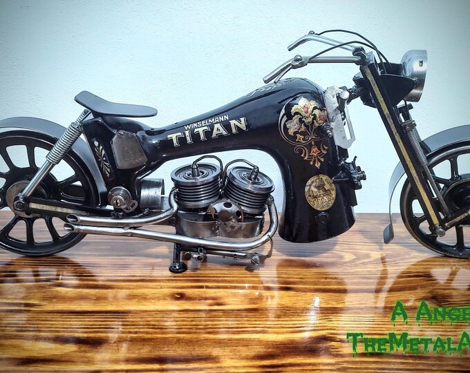 Vintage Motorcycle Made of Scrap Sewing Machine Parts Handmade Art ...