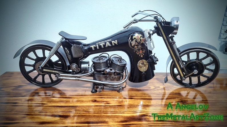 Vintage Motorcycle Made of Scrap Sewing Machine Singer Handmade Art ...