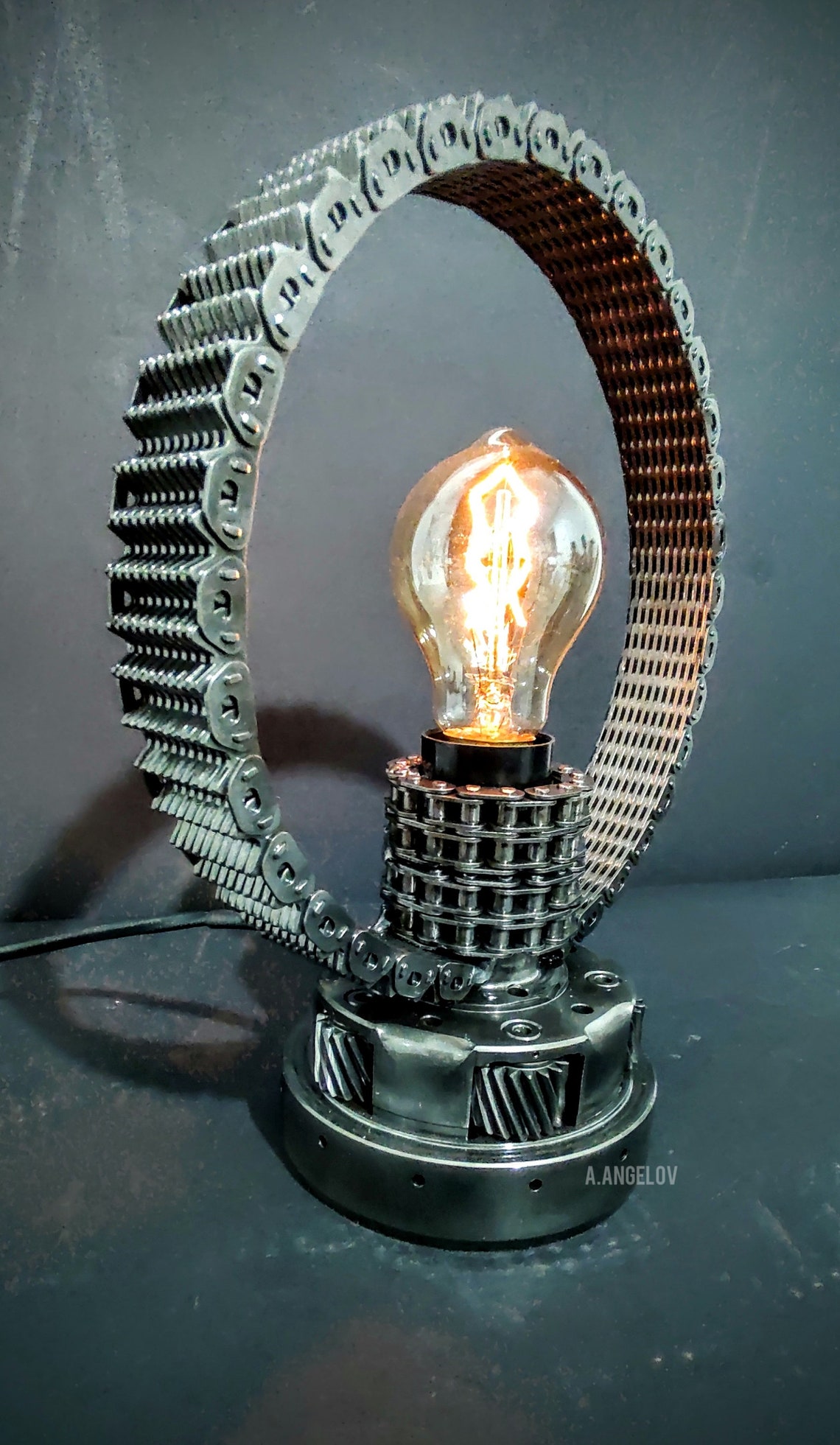 Night Lamp From Auto Parts, Chain, Gear Wheel, Scrap Art Metal - Etsy