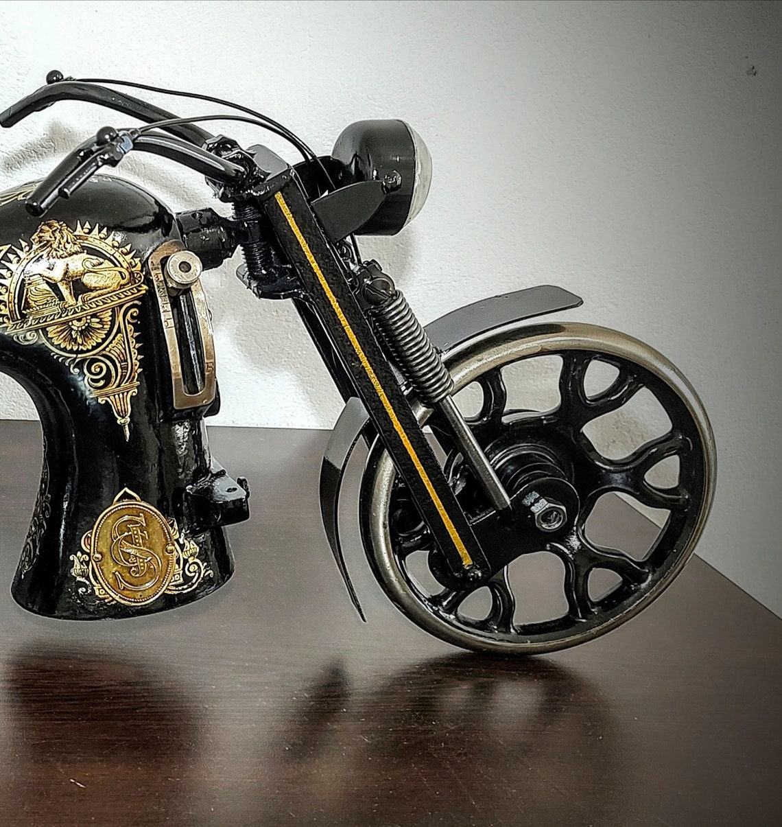 Vintage Motorcycle Made of Scrap Sewing Machine Singer Handmade Art ...