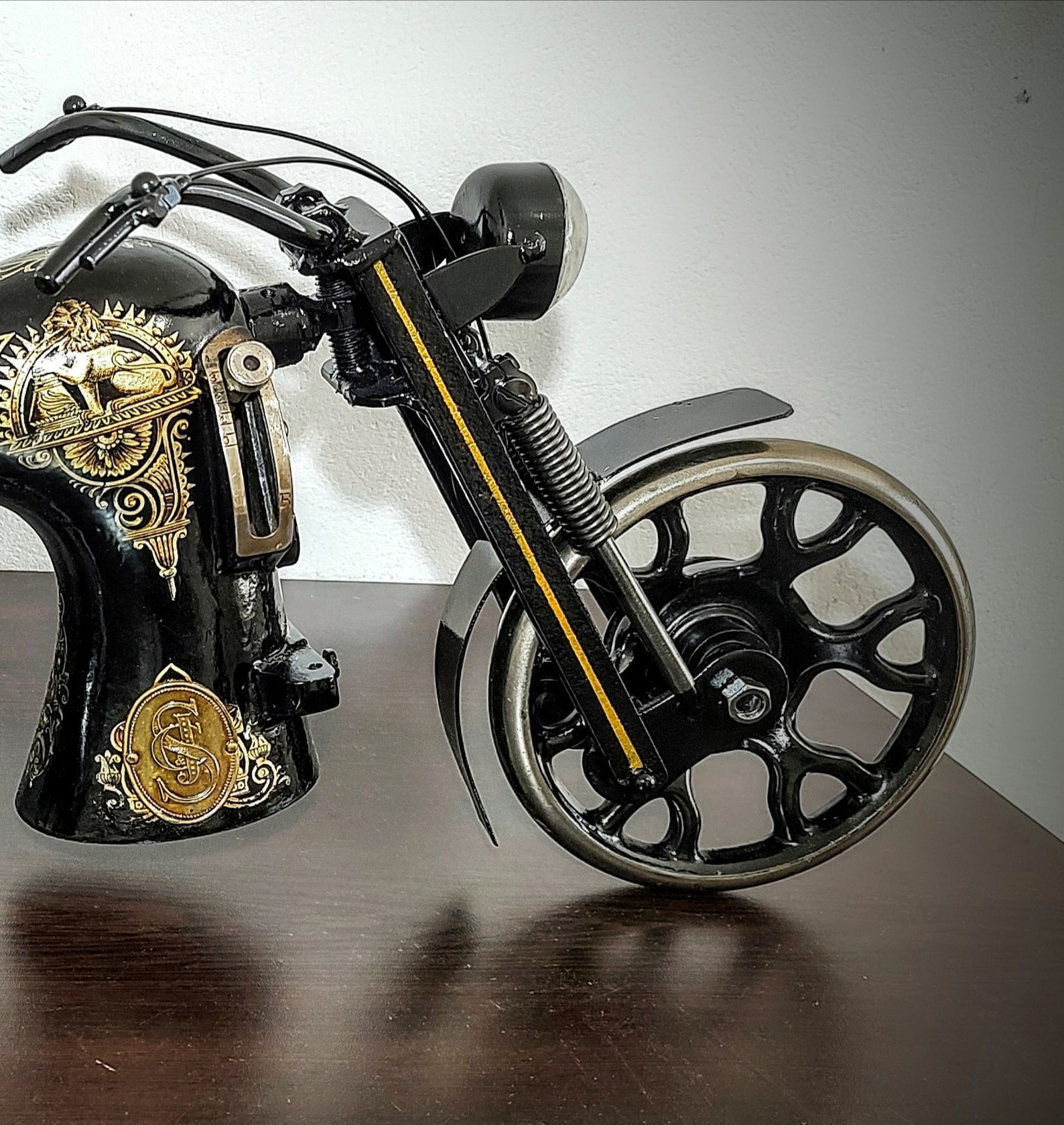 Vintage Motorcycle Made of Scrap Sewing Machine Singer Handmade Art ...