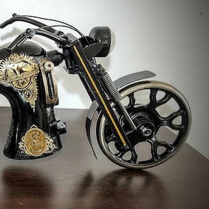 Vintage Motorcycle Made of Scrap Sewing Machine Singer Handmade Art ...