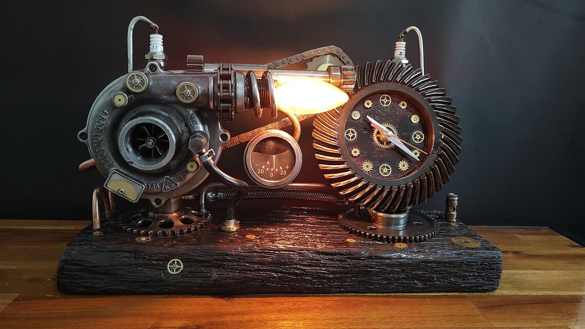 2 in 1 Fully Functional Steampunk Night Lamp and Clock Made of Scap ...