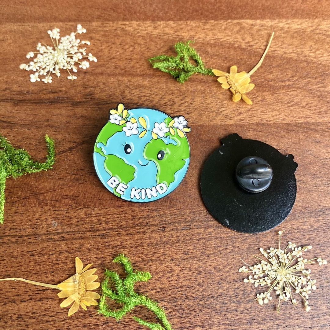 Be Kind Enamel Pin | Earth Pins | Cute Gifts | Positivity Badge ...