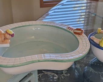 Lotus Hot Tub Swimming Pool Chip Dip Serving Bowl VTG 1995 - Etsy