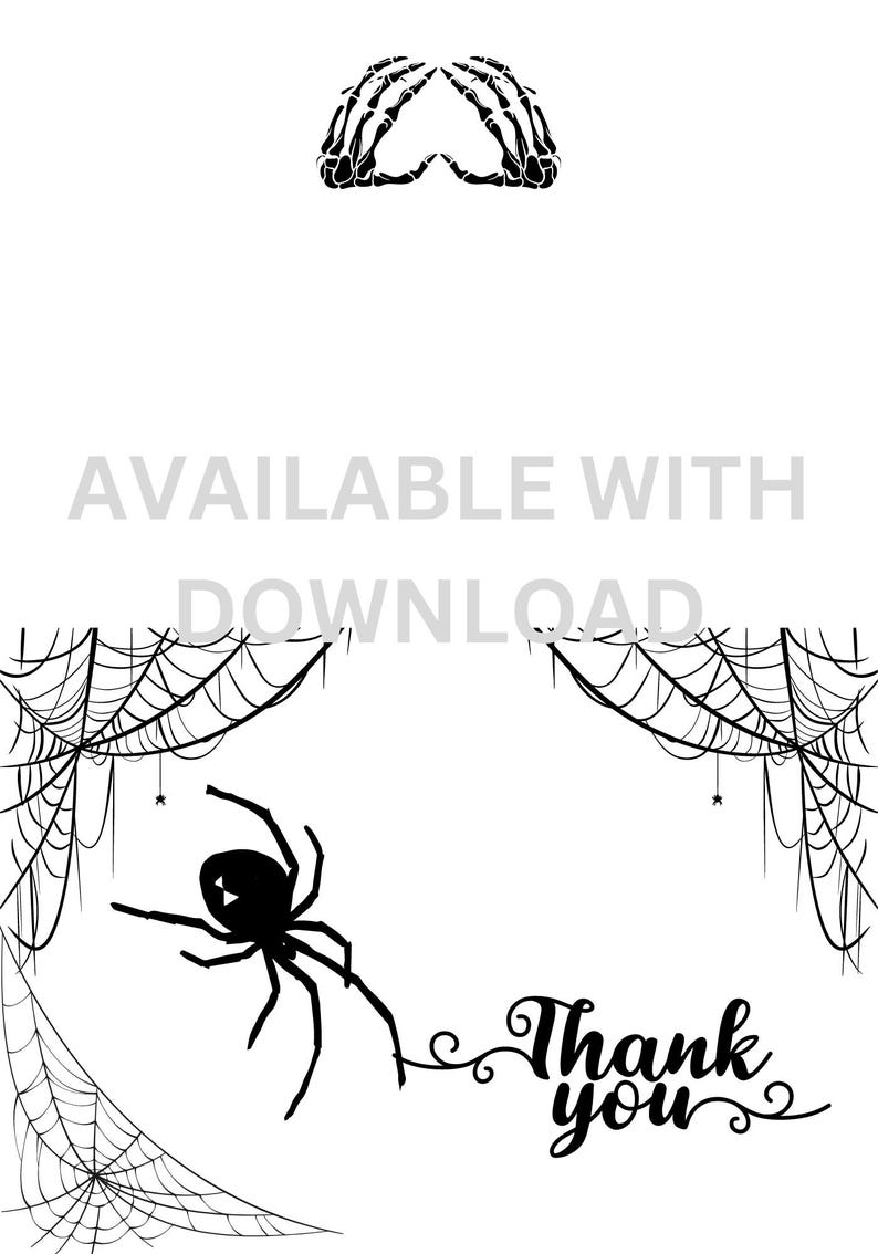 Gothic Thank You Spider Spider Web Card - Etsy