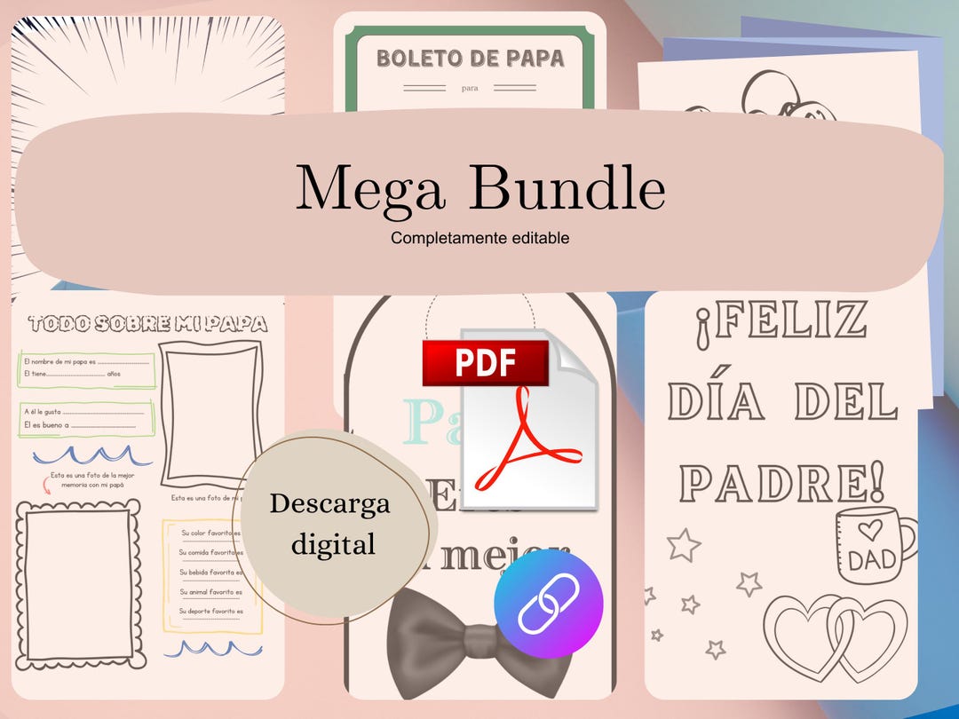 Mega Pack Imprimible Día Del Padre | Tarjetas, Cupones, Dibujos Para ...