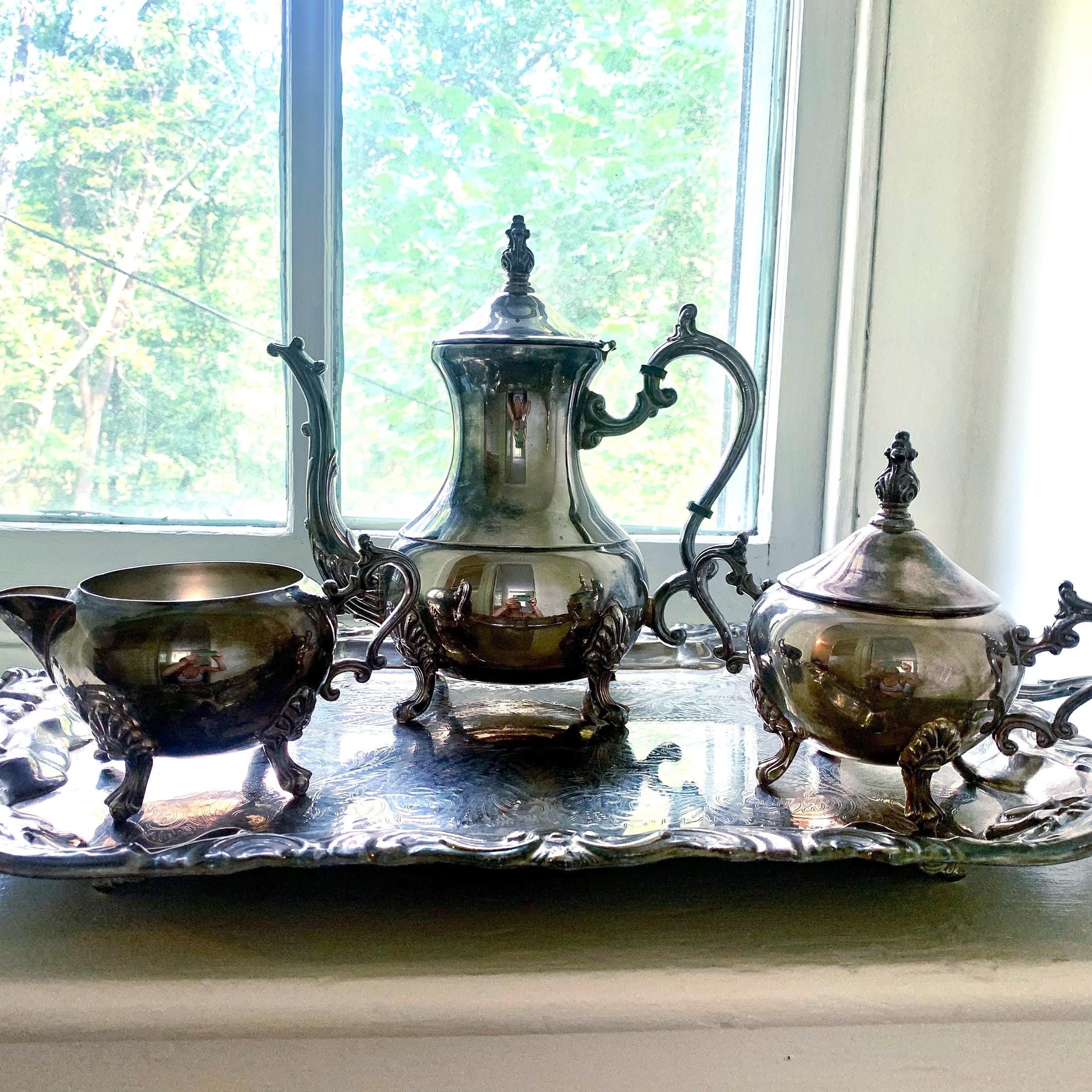 Vintage Silver Tea Set Silver Tray Ornate Silver Antique Silver Tea Pot ...