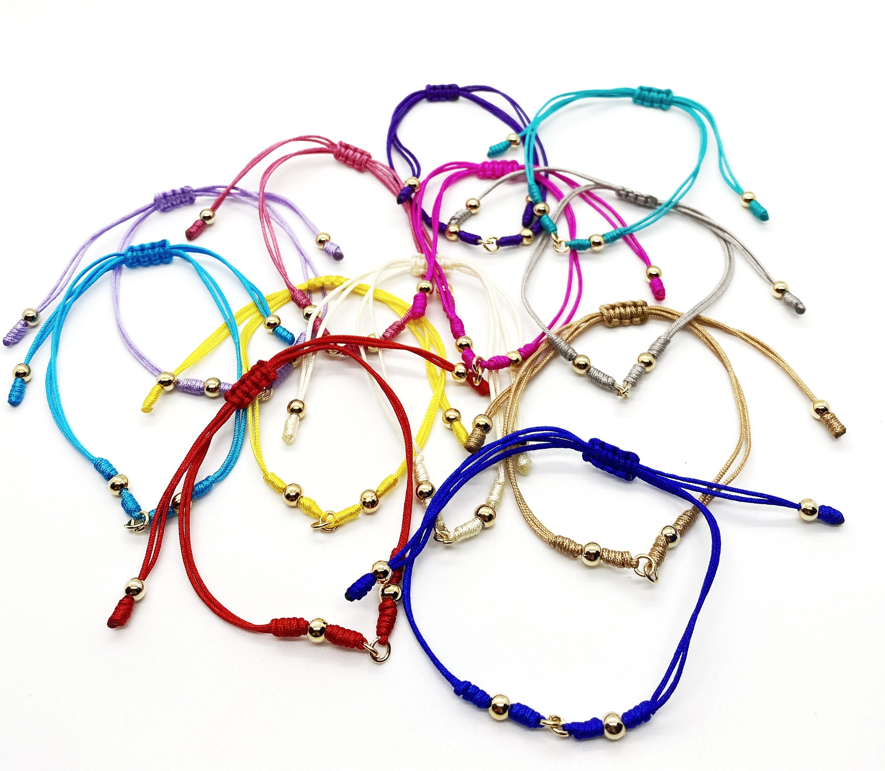 Light Blue Cotton Friendship Bracelet Cord With Gold, Adjustable ...