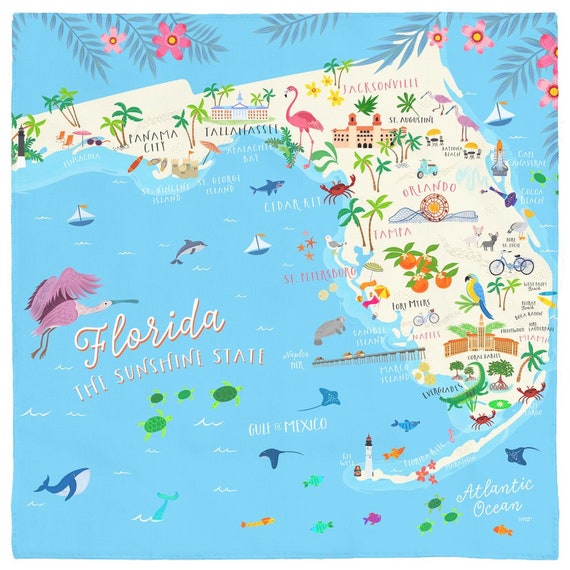 Florida Map Bandana - Etsy