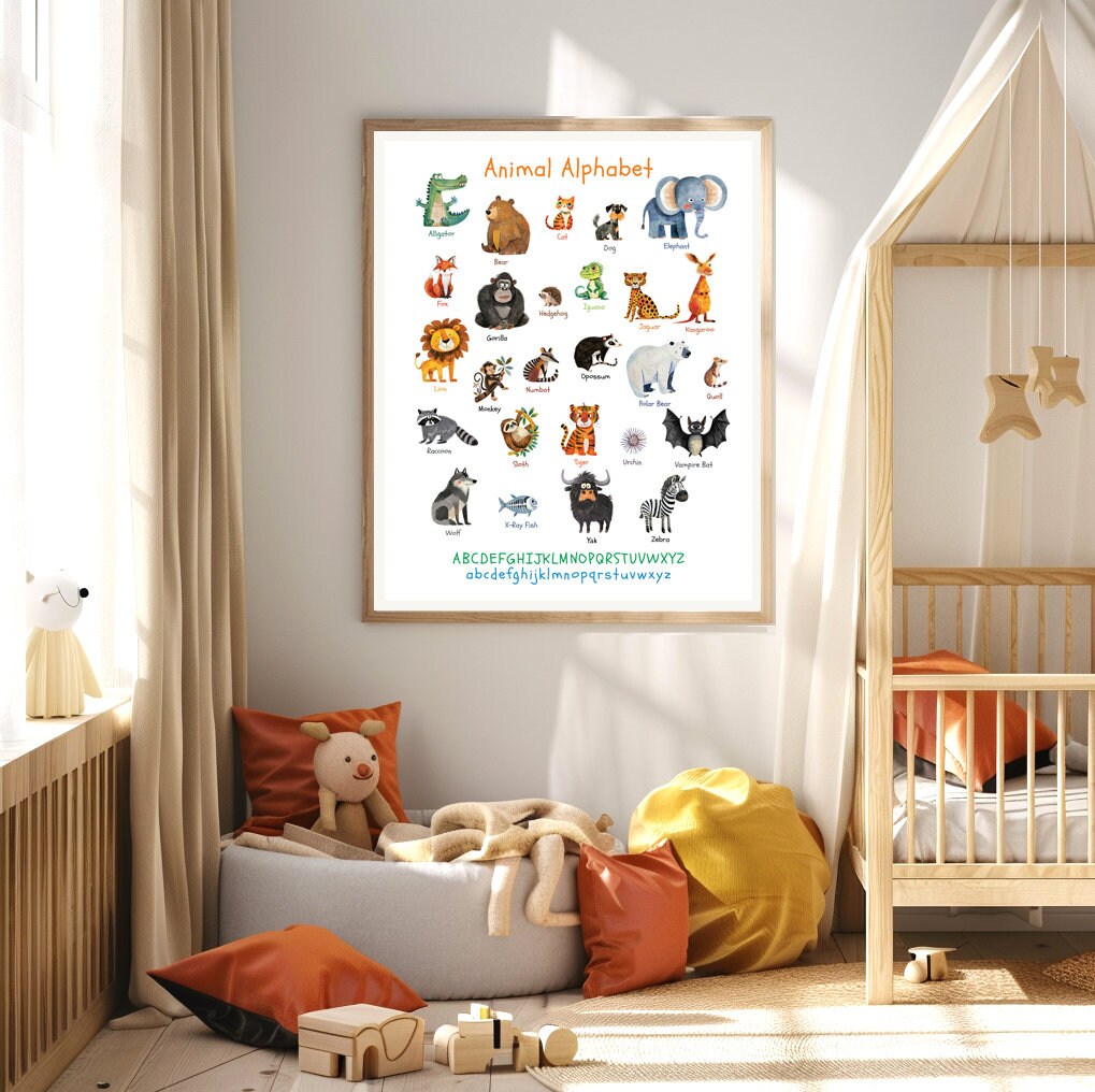 Animal Alphabet Poster, Children's Art Print, Educational Abc's, Child ...