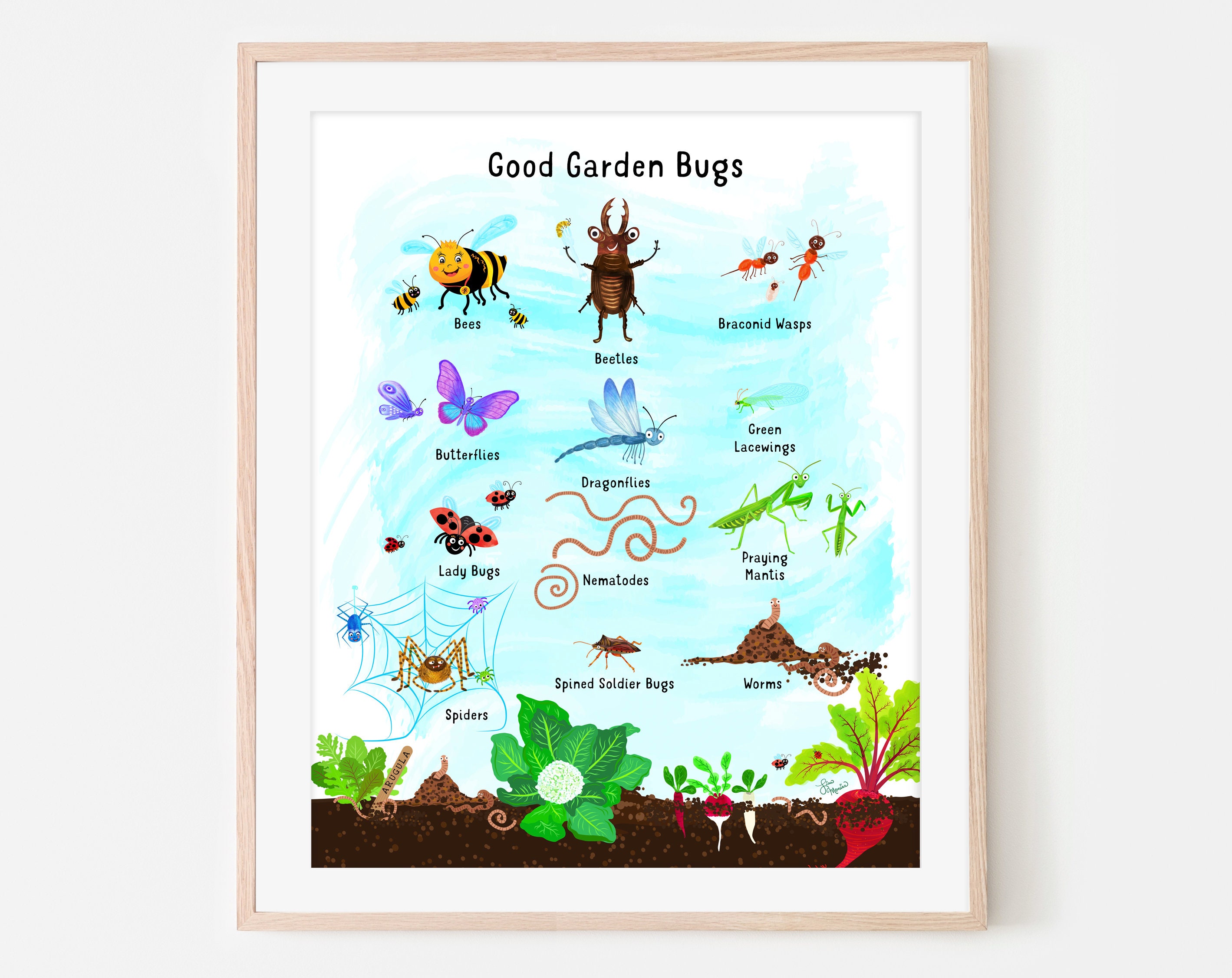 Good Garden Bugs Poster Lisa Monias - Etsy