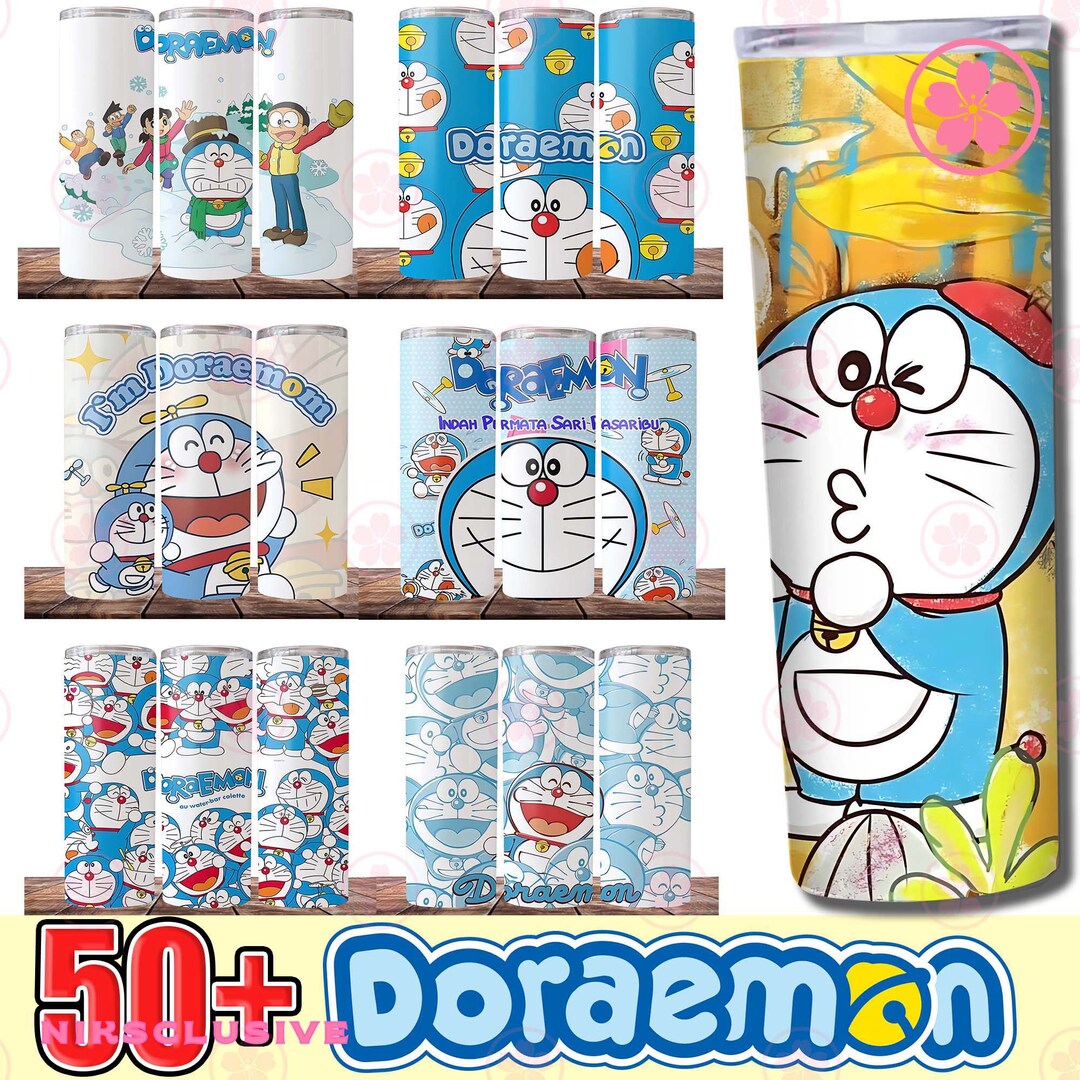 50 Doraemon Tumbler Bundle, Anime Tumbler 20oz Skinny Sublimation ...