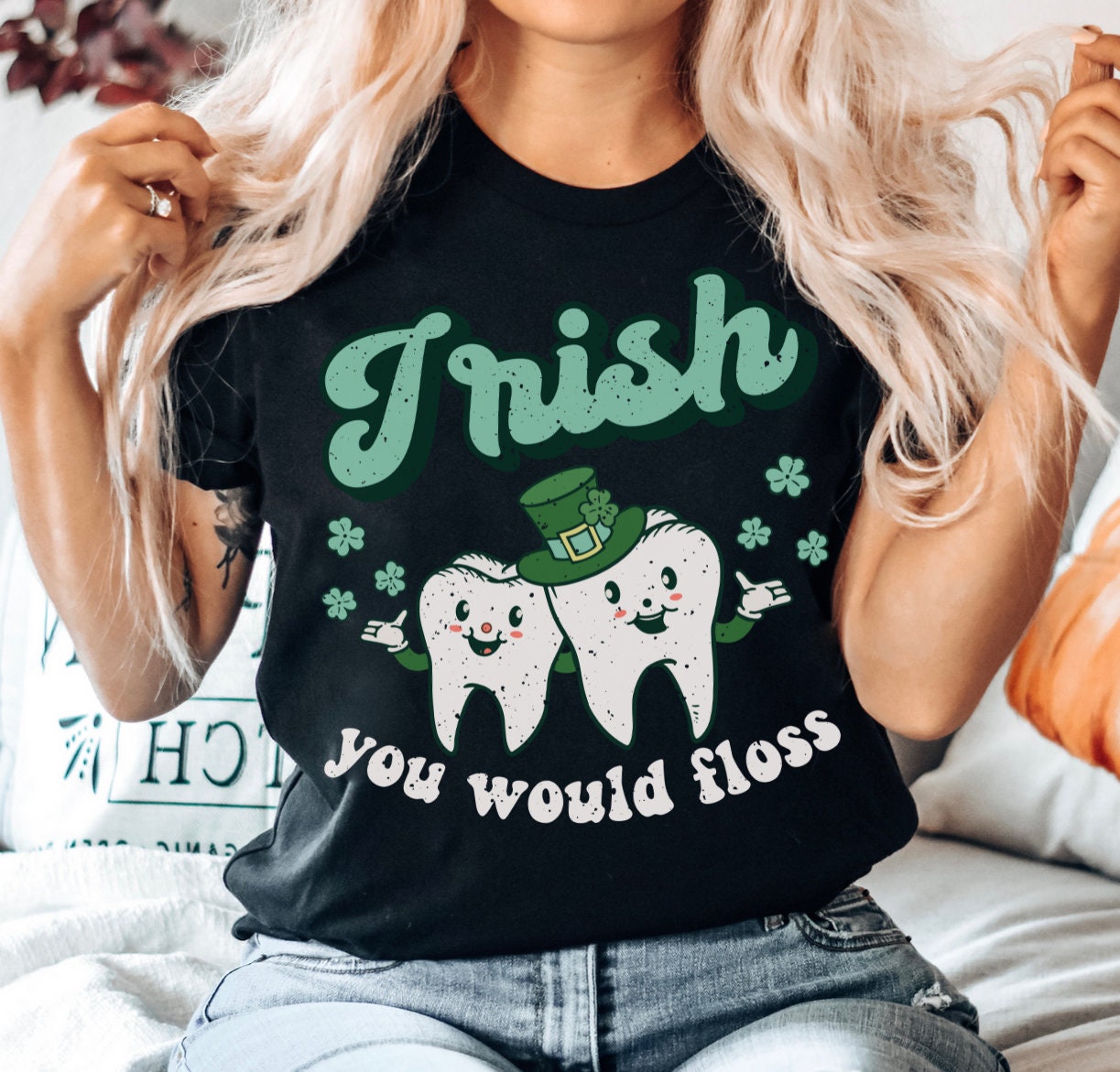 Irish You Would Floss Retro Shirt, St Patricks Day Pediatric Dentist ...