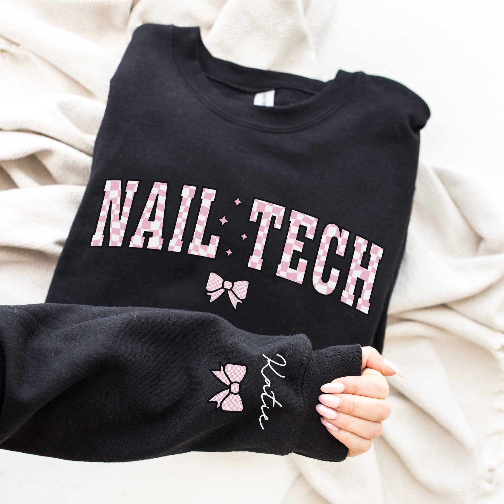 Custom Nail Tech Sweatshirt, Personalized Nail Artist Sweatshirt ...