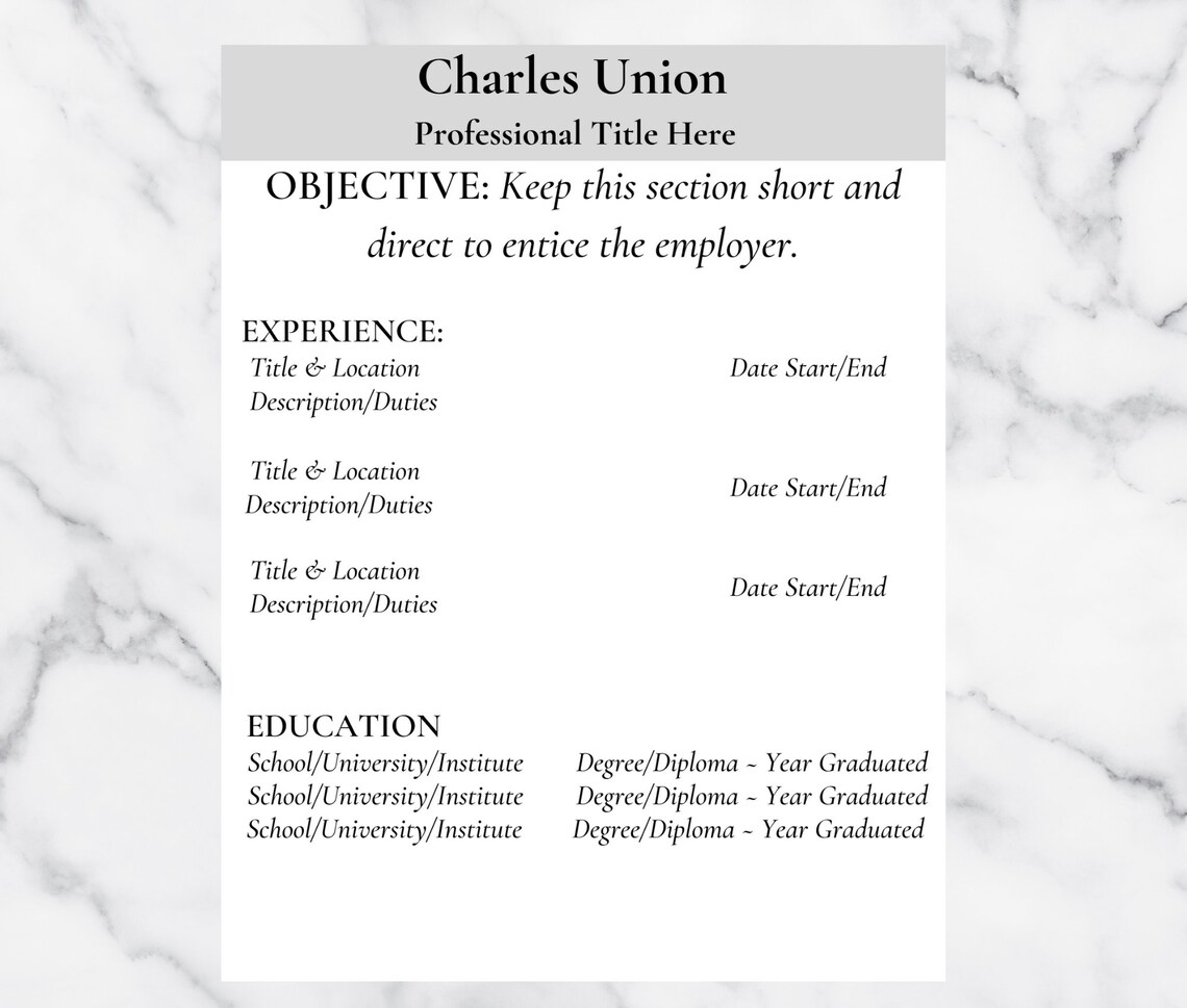 Traditional Resume Template, Gray Banner Resume Template, Basic Resume ...