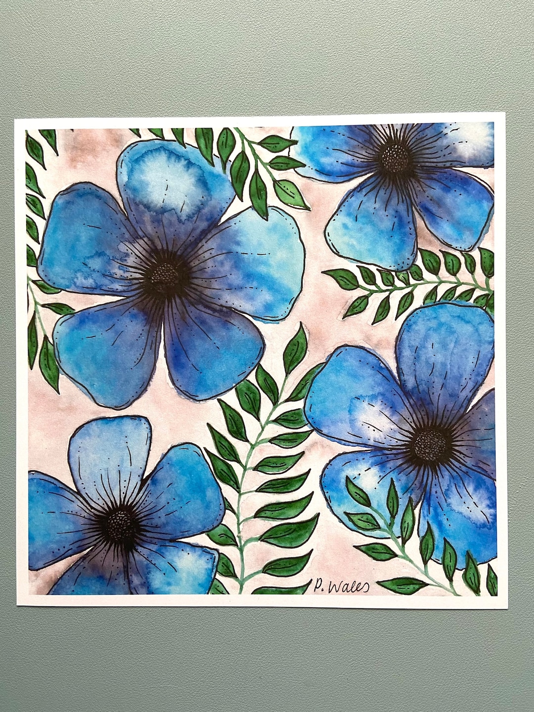 Blue Floral Print - Etsy